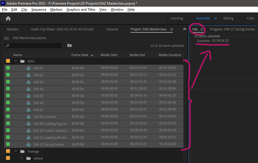 Calculating The Duration Of Multiple Selected Clips In Premiere Pro 